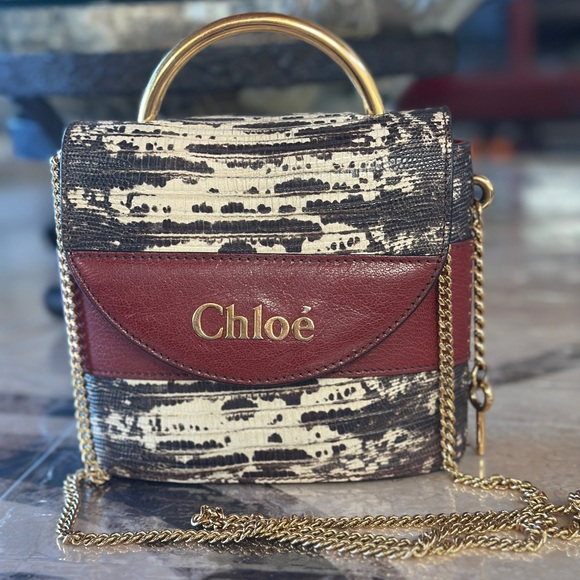 Chloe | Bags | Authentic Chlo Aby Lock Lizard Embossed Leather ...
